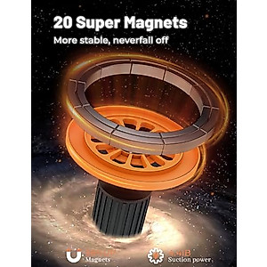 Sansaba for MagSafe Car Mount - [20 Strong Magnets] Magnetic Car Phone Mount Air Vent Cell Phone Holder Clip, Universal iPhone Car Holder Fit iPhone 15 Pro Plus Max 14 13 12 MagSafe (Orange)