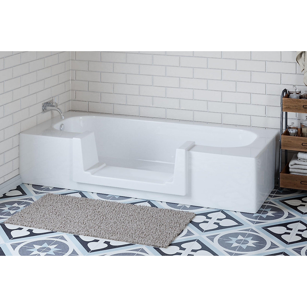 Quick Tub Walk-Thru Insert Accessibility Kit - Bath to Shower Conversion (Narrow), White
