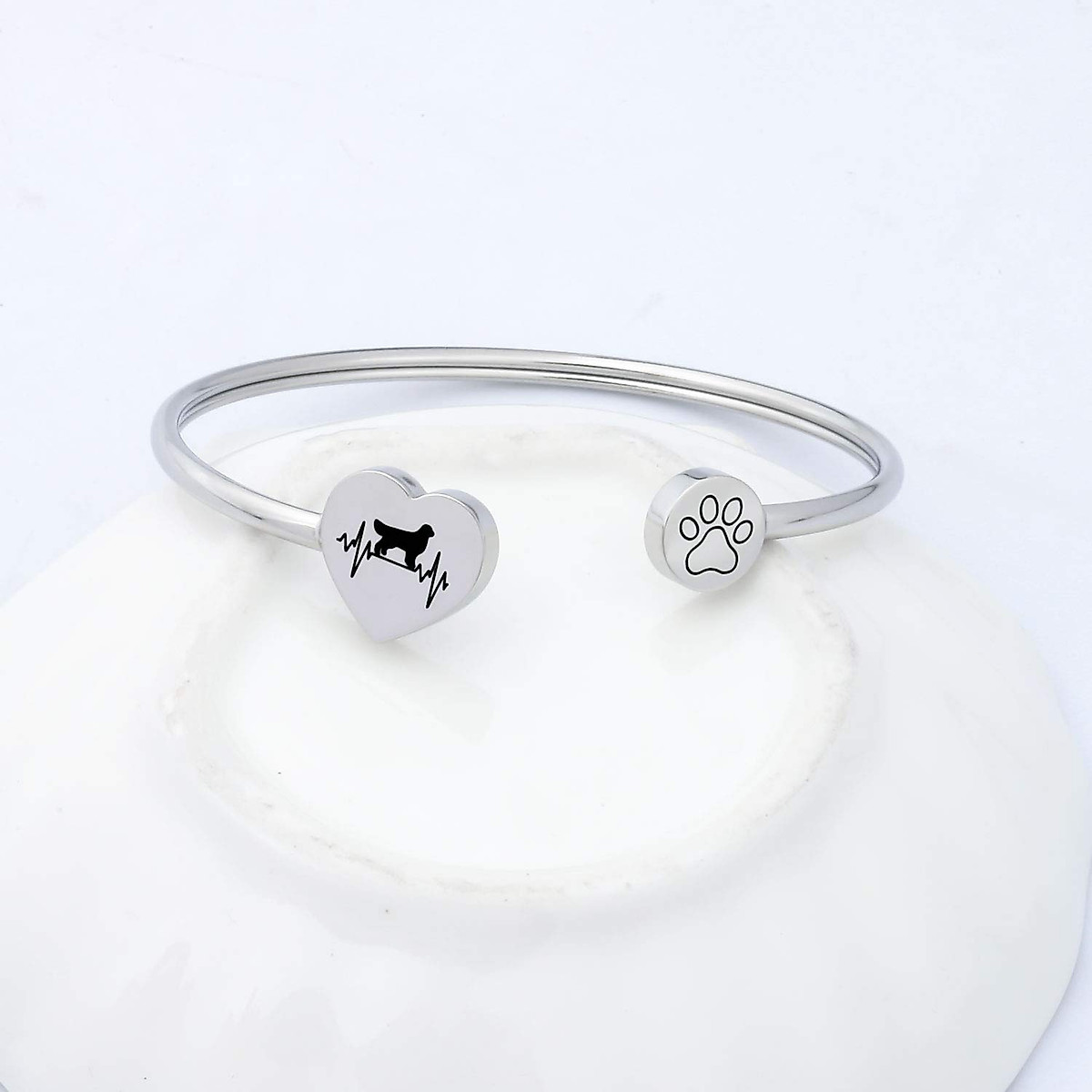 FUSTMW Dog Owner Bracelet Dachshund Boxer Golden Retriever Dog Lover Gifts Pitbull Boston Terrier Paw Print Bangle Jewelry (Golden Retriever Bracelet)