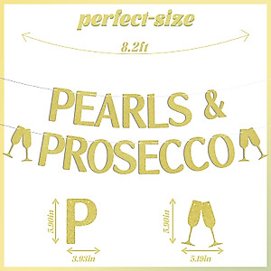Pearls & Prosecco Banner - Champagne Bachelorette Party Decorations, Bridal Shower Party Decorations, Engagement or Bachelorette Party Decorations Gold Glitter