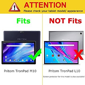 Transwon (for Pritom 10 Inch Tablet, Middle Rear Camera) 2PCS Tempered Glass Screen Protector for DigiLand 10.1 Tablet DL1036/ Pritom M10 10 Inch Tablet with Rear Camera in the Middle