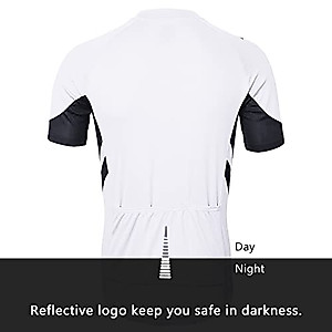 ARSUXEO Men's Short Sleeves Cycling Jersey Bicycle MTB Bike Shirt 636 White Size L