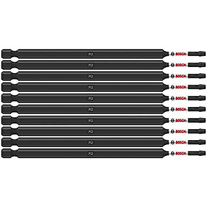 BOSCH ITSQ26B 10-Pack 6 In. Square #2 Impact Tough Screwdriving Power Bits