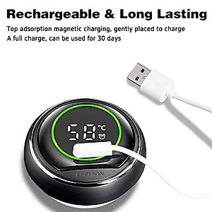 By Luck Temperature Display Water Bottle 16oz - Vacuum Insulated Thermos Bottles, Leakproof, BPA Free, Double Walled Reusable Travel Mug for Keep Hot/Ice Coffee, Tea (Black)