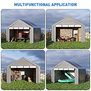 WIILAYOK Outdoor Storage Shelter, 10x10 ft Portable Shed with Roll up Zipper Door, Waterproof and UV Resistant Anti-Snow, Heavy Duty Carport for Storing Garden Tools, Outdoor Equipment