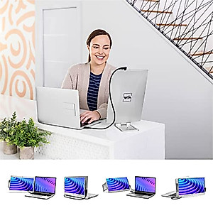SideTrak Swivel 14” Patented Attachable Portable Monitor for Laptop | FHD TFT Laptop Dual Screen | Mac, PC & Chrome Compatible | Fits All Laptops | Powered by USB-C or Mini HDMI (Light Silver)