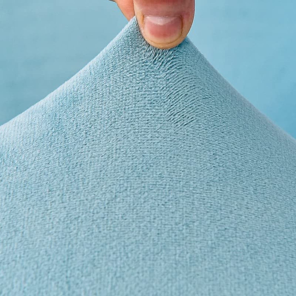 Velvet Sofa Slipover for L/U Shape Chaise Lounge Cover, Stretch 1 2 3 4 Seat Sectional Couch Cover Non Slip Furniture Protector for Kids Pets (Light Blue,L Shape(2seat+3seat))