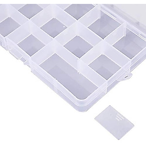Lawei 15 Pack Plastic Jewelry Box - 15 Grid Organizer Storage Box with Adjustable Dividers Plastic Compartment Container for Bead Jewelry Craft Tackles