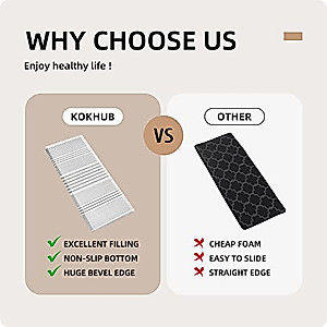 KOKHUB Kitchen Mat and Kitchen Rugs 2 PCS, Cushioned 1/2 Inch Thick Anti Fatigue Waterproof Mat, Comfort Standing Desk Mat, Kitchen Floor Mat with Non-Skid & Washable for Home, Office, Sink - Grey