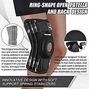 NEENCA Professional Knee Brace for Knee Pain, Medical Knee Support with Patented X-Strap Fixing System. Best for Arthritis, Meniscus Tear, Injury Recovery, Knee Pain Relief, ACL, Sports. ACE-044-XL