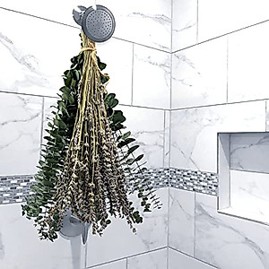 125 PCS Preserved Dried Eucalyptus Stems Bundles with Dried Lavender for Shower, 17'' Natural Shower Eucalyptus Leaves Hanging Lavender Shower Plants for Home Spa Fragrance Aromatherapy Bathroom Decor