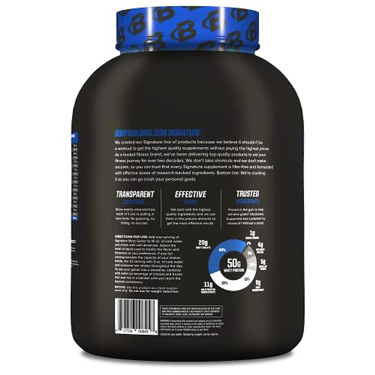 Bodybuilding Signature Signature Mass Gainer | 50g of Mass-Building Protein | Protein, Calories, Fats, Probiotics and Carbohydrates | 5 Lbs. Chocolate