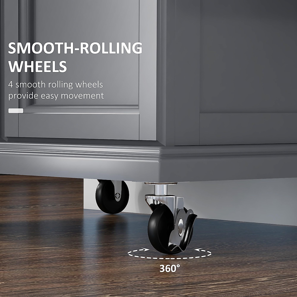 HOMCOM Kitchen Island on Wheels, Rolling Kitchen Cart with Stainless Steel Countertop, Drawer, Towel Rack and Spice Rack, Utility Storage Trolley, Gray