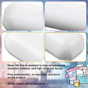 Weewooday PTFE Magnetic Stirrer Mixer Stir Bar Set, White Color, Stir Rod Magnetic, Laboratory Bar, Stir Plate Bar, Stir Plate Magnet Stick(8 Pieces,25 mm/ 1 Inch)