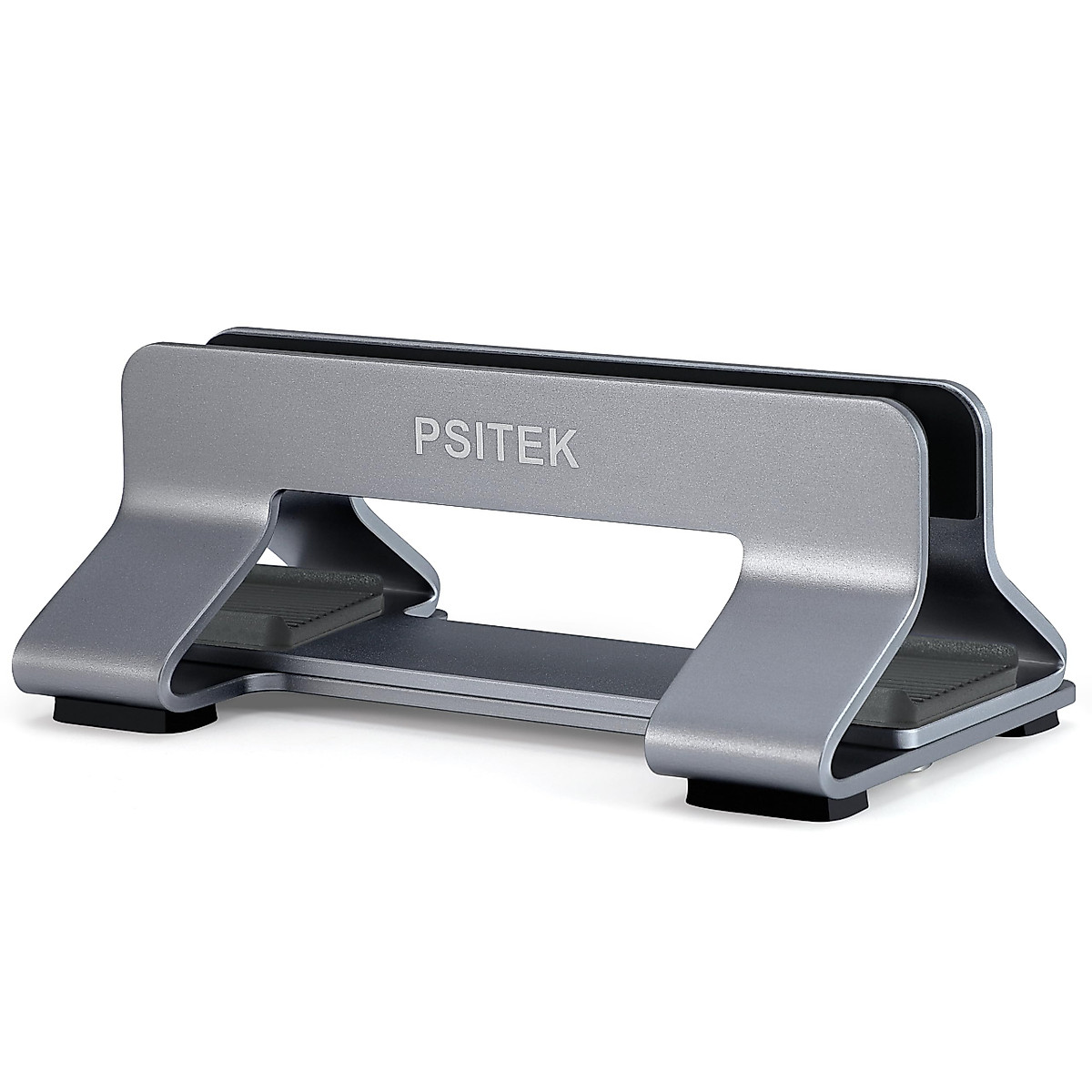 Psitek Aluminum Vertical Laptop Stand Dock Holder, Space-Saving Upright Storage for All MacBook and Laptops, Adjustable Slot Width (10-30mm/0.4-1.2 inch), Version 2023