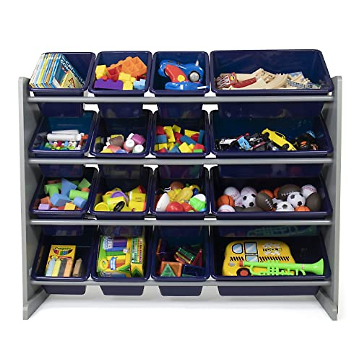 Humble Crew Toy Storage Organizer, Grey/Navy & Book Organizer Kids Bookshelf, Grey/Navy