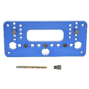 MISNODE Woodworking Jig Hole Opener Puncher Aluminum Alloy Hole Positioner Drill Guide Dowel Jig Kit Hole Punch Locator Kit Drill Jig Joinery Kit for Woodworking(Blue)
