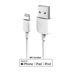 K123 Keytech Apple MFi Certified USB Lightning Cable 3ft iPhone Charger Cord 1M Premium White Data Cable for ipad, iPhone Xs/Xs Max/XR/X/8/8 Plus/7/7 Plus/6/6 Plus/5