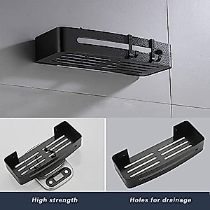 MERNZIKKO Corner Shower Caddy Bathroom Corner Shelf Organizer Wall Mounted Storage Rack for Kitchen Toilet No Drilling Aluminum 2 Tier(Black)