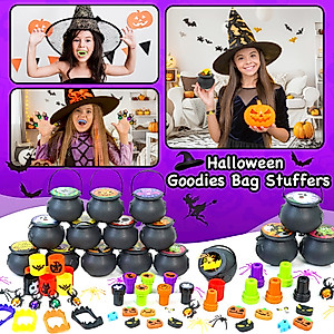 192 PCS Halloween Party Favors for Kids, 24 Pack Prefilled Small Plastic Witch Cauldron Halloween Toys in Bulk for Halloween Party School Classroom Prizes Trick or Treats Gifts