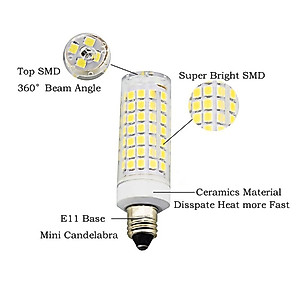 ziyidianzhi E11 LED Bulb Dimmable, 8W (75W 100W Halogen Bulbs Equivalent), Mini Candelabra Base, AC110V120V 130V, 6000K Daylight for Chandeliers Ceiling Fan Light, Pack of 4