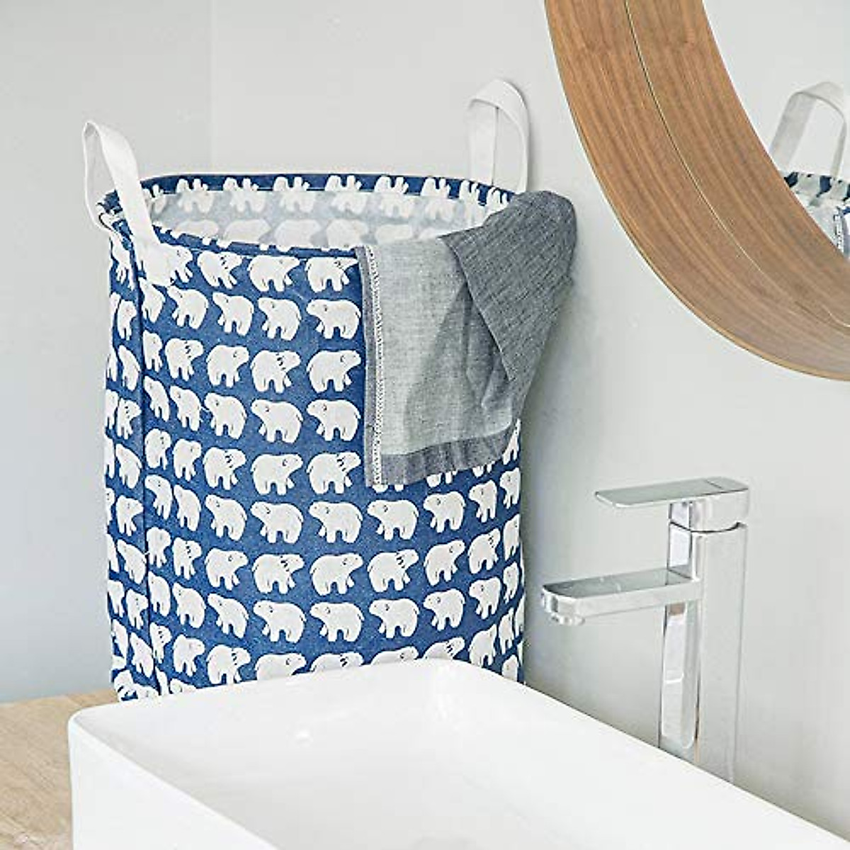 Storage Basket Large Collapsible with Handle Waterproof PE Coating Nursery Laundry Hamper Lightweight for College Dorms Kids Bedroom Bathroom Clothes and Toys Large Storage Bin