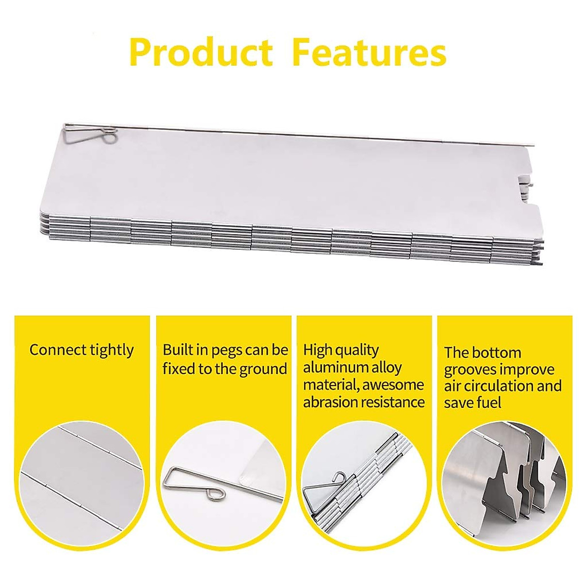 10/12/14/16 Plates Stove Windscreen, Aluminum Stove Windshield with Drawstring Bag, for Camping, Butane Stoves(10 Plates)