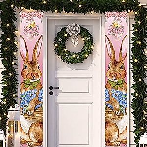 Happy Easter Decorations Easter Bunny Font Porch Weclome Sign Easter Rabbit Banner Religious Jesus Easter Decoration and Supplies for Home Party