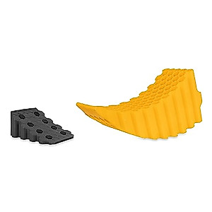 Camco Camper/RV Curved Trailer Aid | Features 6.5" of Lift & Includes Wheel Chock and Rubber Base Pad | Designed for Trailers Up to 20,000lbs & Compatible w/Tires Up to 32" (44436)