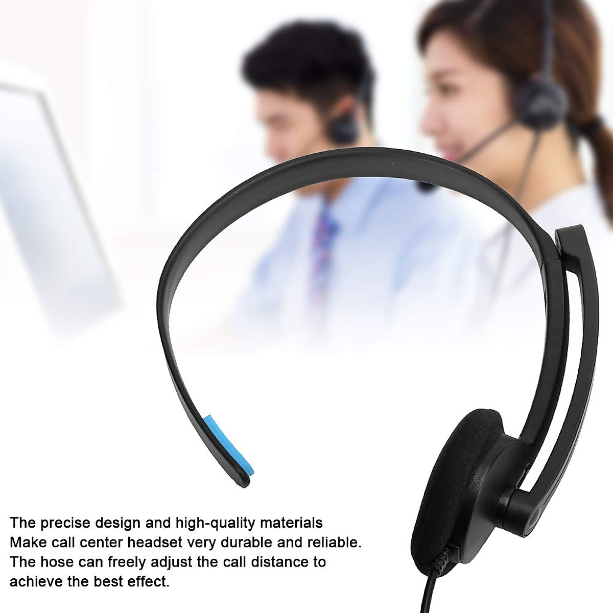 Call Center Headset, 3.5mm 360 Degree Rotating Earmuffs Retractable Headband MIC Service Call Center Headphone for Computers Phones Desktops PC Tablet Office Home