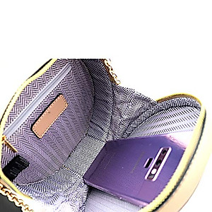 Medium Top-Handle Bow Quilted Neon Checker Vegan Leather Round Satchel Crossbody (1Plain with Twist Lock - Dusty-Blue)