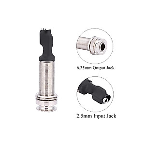 Lazmin112 1/4" (6.35mm) Output 2.5mm Input Endpin Jack, Piezo Pickup Jack Built-in Rod Piezo Pickup for Acoustic Guitar