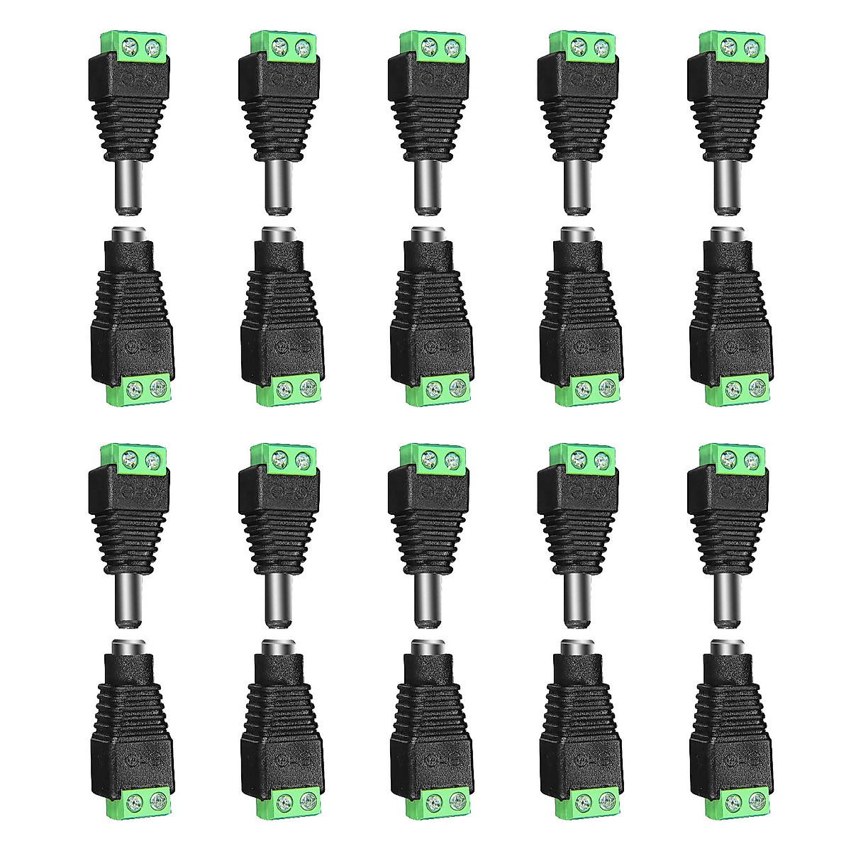 ANLINK 10 Pairs (10 x Male + 10 x Female) 12V 5.5mm x 2.1mm DC Power Jack Plug Adapter Connector for LED Strip, CCTV Security Camera