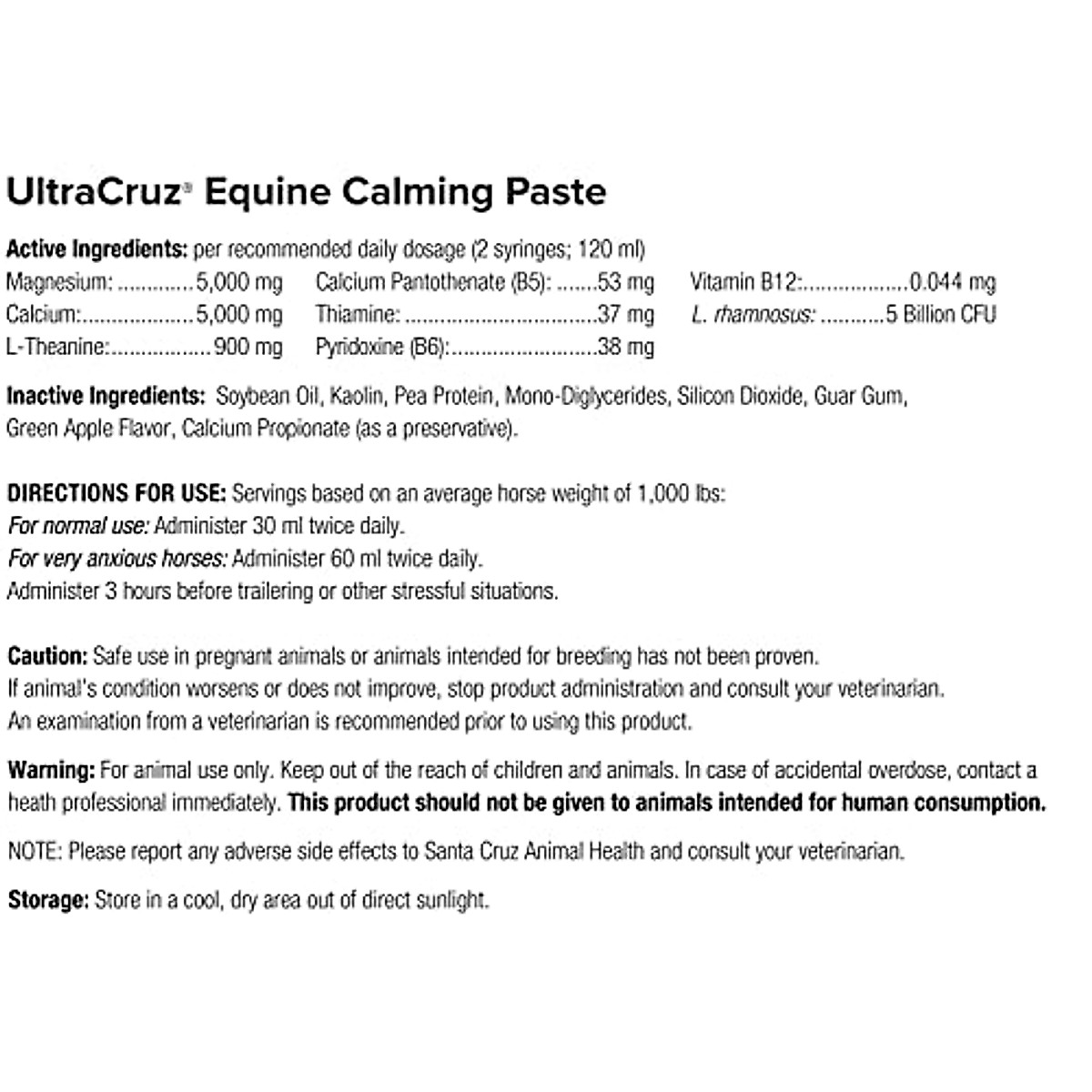 UltraCruz-sc-516023 Equine Calming Supplement for Horses, 6 X 60 ml, Paste