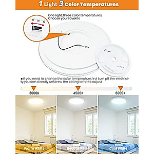 slochi Flush Mount 4PACK Ceiling Light (Milk White Shell), 24Watt Dimmable & 3 Color Temperatures in One（3000k/4500k/6000k Ceiling Lamp 10.2Inch Led Ceiling Light for Kitchen Bedroom Hallway