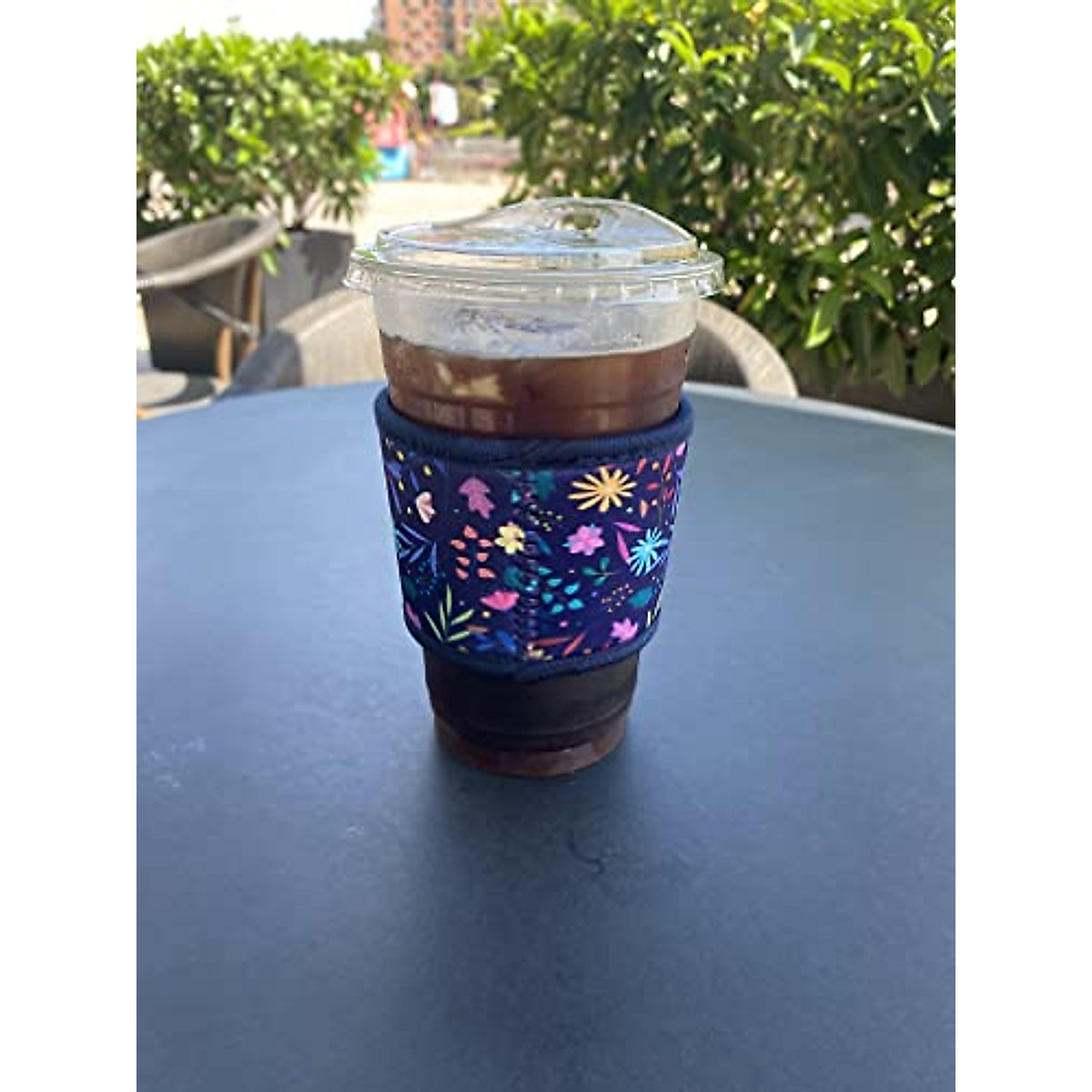 FRRIOTN 8 Pieces Reusable coffee cup sleeves Neoprene Insulator Sleeve for Hot Coffee, iced coffee and Tea Cups