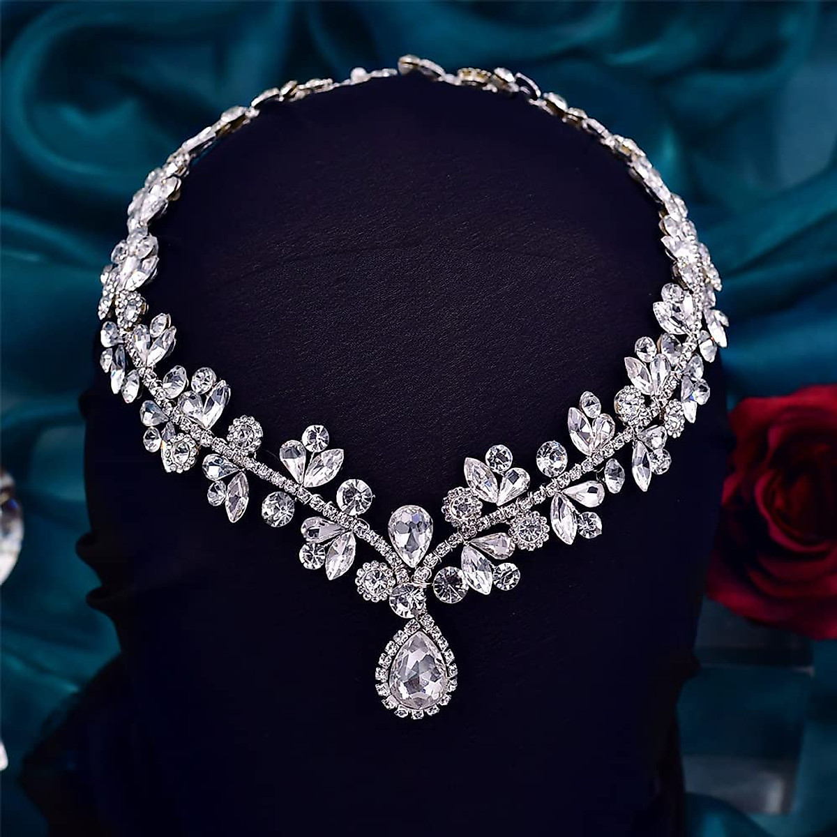 azaleas Bridal Crystal Rhinestone Headband for Women, Hair Comb with Headdress Chain and Head Jewelry Hair Pieces