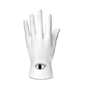 Kikkerland Palm Reader Jewelry Display Mannequin Holder Organizer Storage Stand, White, for Rings, Bracelets, Decoration