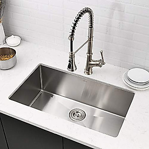 APPASO 30-Inch Single Bowl Kitchen Sink Undermount, 16-Gauge Stainless Steel 10-Inch Deep Commercial Handmade Kitchen Sink with Grid and Strainer, HS3018