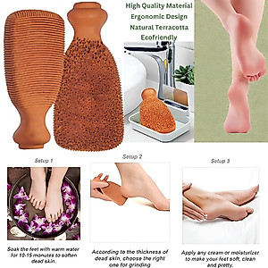 Pumice Stone for Feet Callus Remover, Foot Stone Pumice & Foot Dry Skin Remover Tool, Terracotta Pumus Foot Scrubber for Cracked Heels and Toes, Pumice Stone with Handle, Pumice Stone Shower
