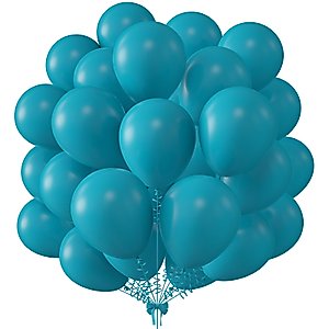 KALOR 12 Inch Retro Peacock Blue Balloons, 50 Pcs Latex Helium Balloons for Kid's Birthday Party, Baby Shower, Wedding, Graduate Party Decorations