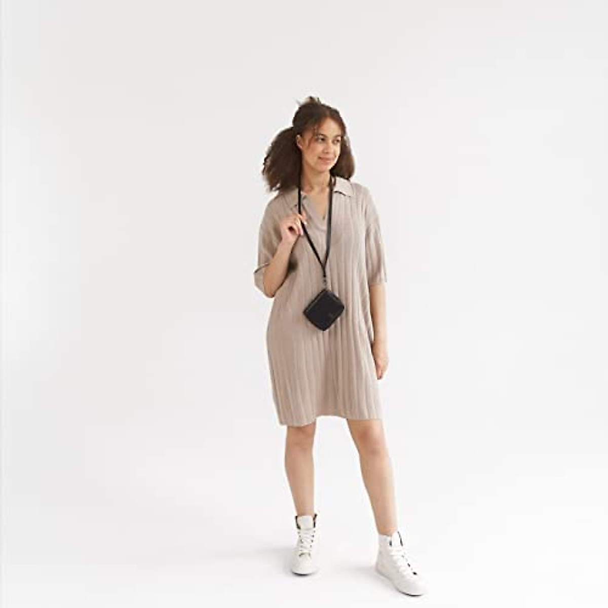 BERLINER BAGS Premium Leather Wallet Geneva, RFID Shielded Zip-Around Card Case with Neck Strap for Men, Women - Black