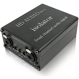 happymusic Professional Hum Eliminator XLR 1/4 inch, Dual Channel Ground Loop Isolator for Sound System, Subwoofer, Karaoke Speaker, Guitar, Keyboard, Bass