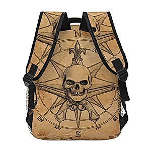 Pirate And Skull Compass 3D Backpacks Men Women Daily Casual Backpack for Adult Travel Daypack Backpack