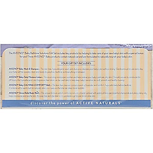 Aveeno Baby Daily Bathtime Solutions Gift Set to Nourish Skin for Baby and Mom, 4 items