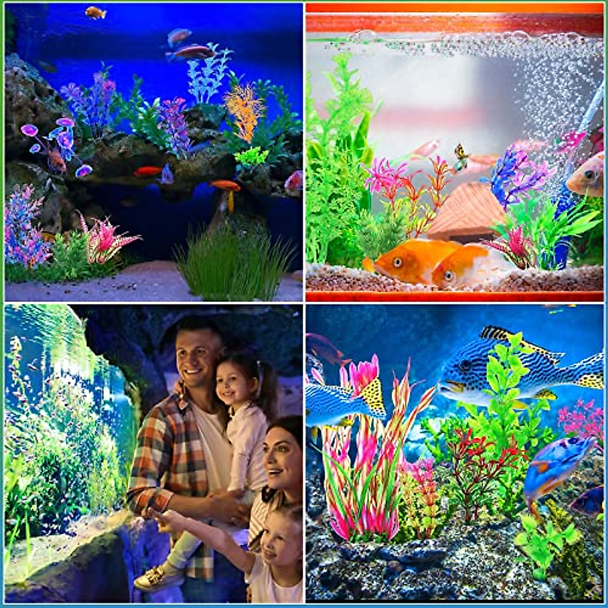 58 Pcs Artificial Aquarium Plant Plastic Fish Tank Decorations Fish Tank Accessories Aquatic Turtle Tank Accessories for Household and Office Aquarium Simulation, Small to Large