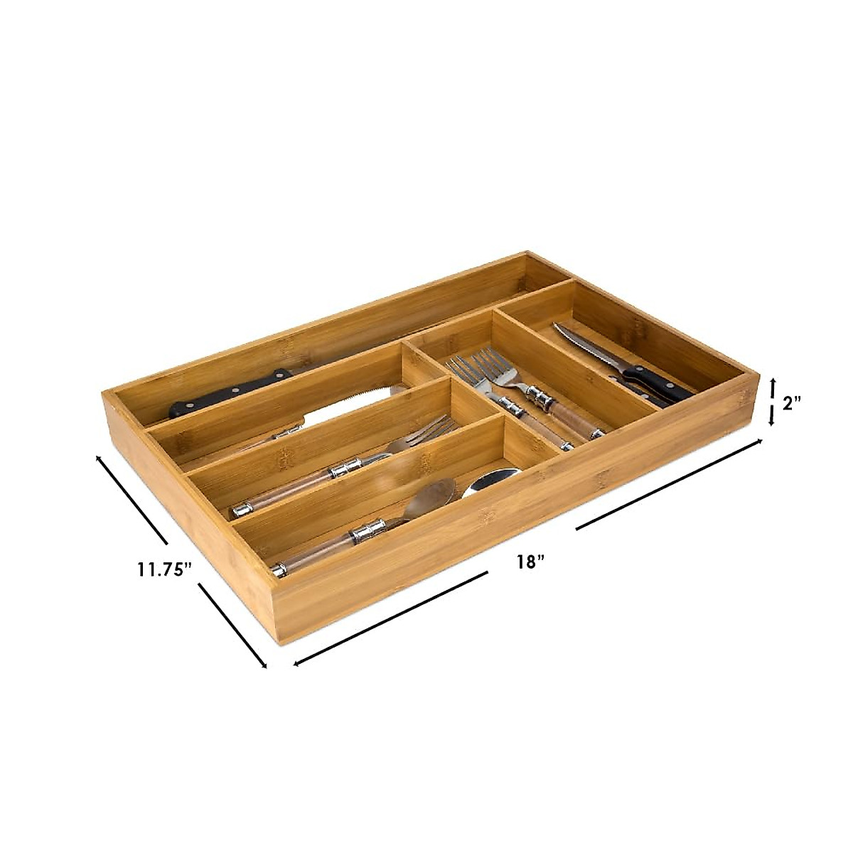 Home Basics CT44542 Bamboo Cutlery Tray Large, 10" x 2" x 14"