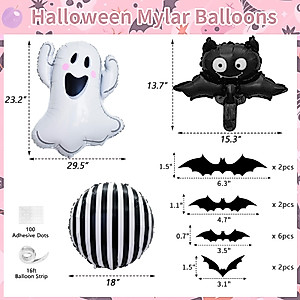 Double Stuffed Pink Halloween Balloon Arch Kit 142Pcs Pink Orange Purple Balloons with Bat Ghost Stripe Foil Balloons Bat Stickers for Spooky A Little Boo Ghost Theme Birthday Baby Shower Halloween