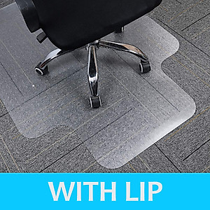 Office Chair Mat for Carpet, PVC Transparent Thick Protector with Studs for Low Pile Carpeted Floor, Mat for Desk Home and Flat Without Curling