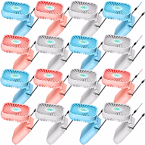 16 Pcs Necklace Fans Bulk, Mini Portable Fan, USB Rechargeable Battery 3 Speed Air Circulatory Fan, Small Personal Hands Free Fan, Cooling Folding Electric Desk Fan for Sports Home Travel Office